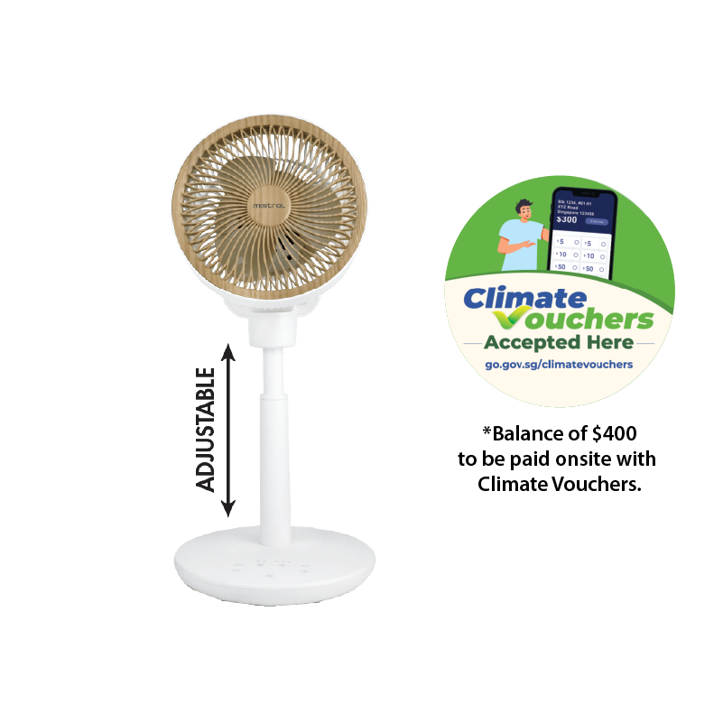 [Climate Voucher] 7” DC High Velocity Stand Fan | Mayer Singapore
