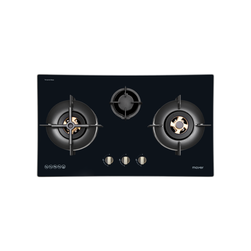 76cm 3 Burner Glass Gas Hob | Mayer Singapore
